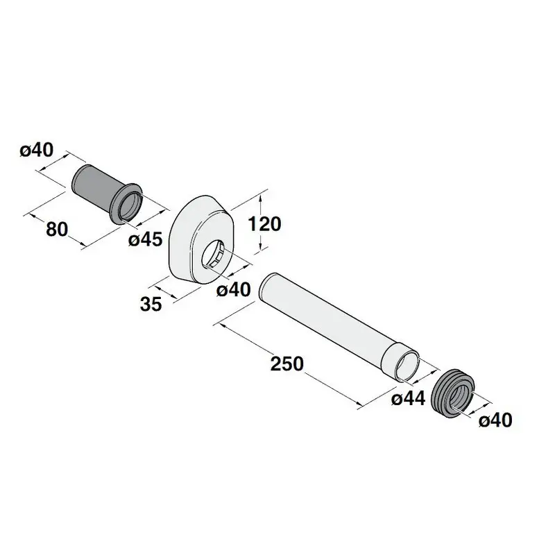 Idrotrade canotto scarico wc cassette incasso